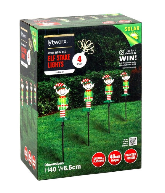 Lytworx 40cm Warm White Solar Elf Stake Lights - 4 Pack – TheITmart