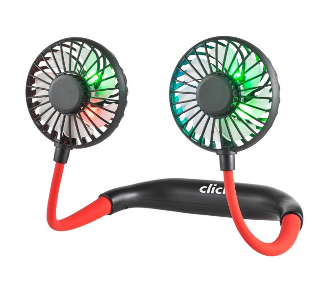 Click Rechargeable Neck Fan with LED Light & Aromatherapy Function ...