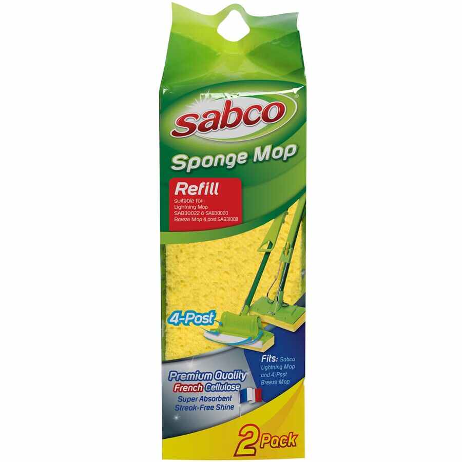Sabco Sponge Mop Twin Refill 2 Pack / 100% cellulose – TheITmart