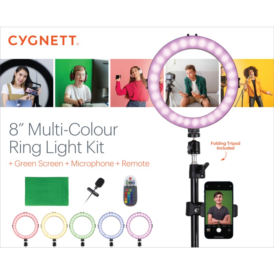 Cygnett RGB Ring Light Kit - Green Screen, Microphone & Remote – TheITmart