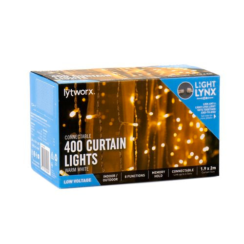 Lytworx 400 LED Warm White 1.9 x 2m Connectable Curtain Lights – TheITmart