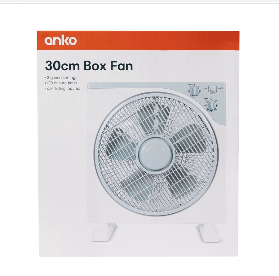 Anko 30cm Box Fan / 3-speed settings / White – TheITmart