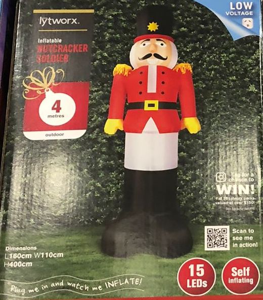 Lytworx 4m Low Voltage 15 LED Festive Inflatable Soldier Nutcracker ...