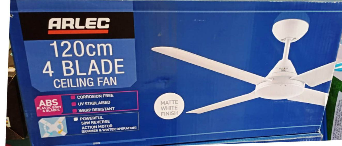 Arlec 120cm White 4 Blade Ceiling Fan With Wall Controller/CSF4841W ...