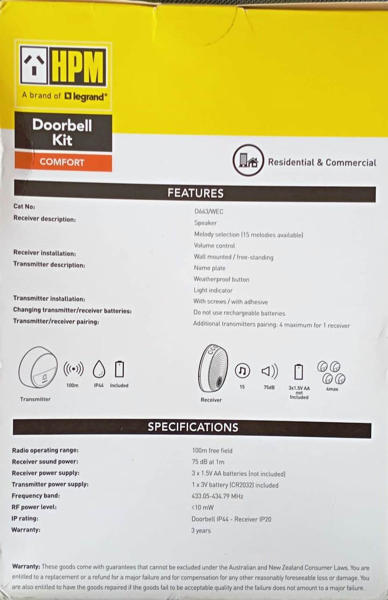 HPM Comfort Door Chime Kit - D643/WEC – TheITmart