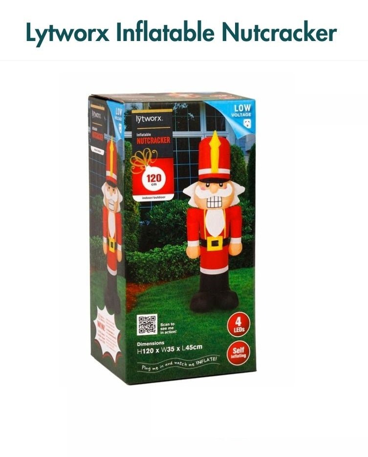 Lytworx 1.2m Low Voltage Festive Inflatable Nutcracker/Suitable for in ...